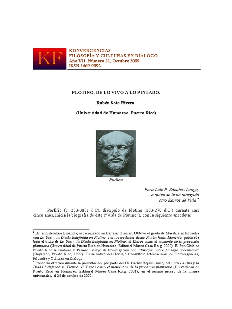Plotino, de Lo Vivo A Lo Pintado | PDF | Platón | Verdad