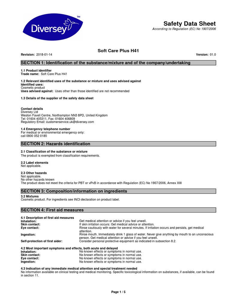 Safety Data Sheet: SECTION 1: Identification of The Substance/mixture and of The Company ...