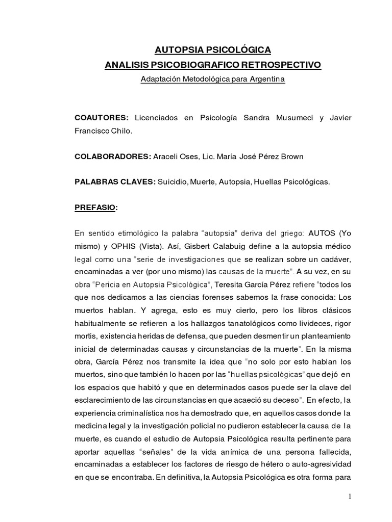 Modelo de Autopsia Psicologica | PDF | Sicología | Suicidio