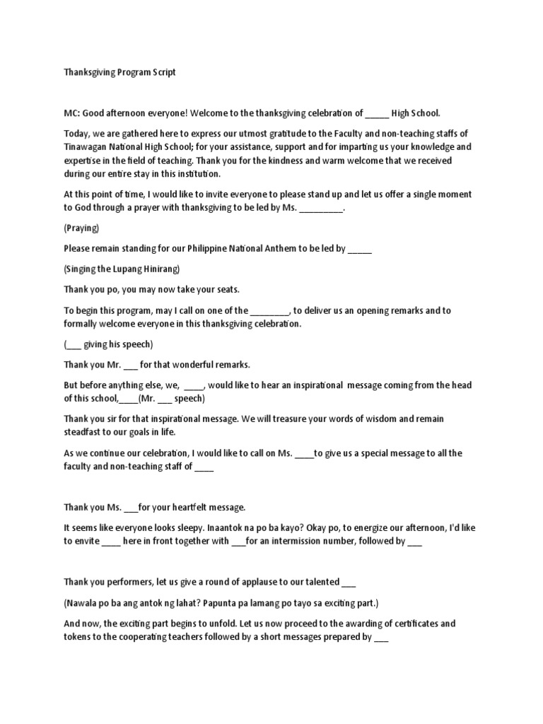 Thanksgiving Script | PDF