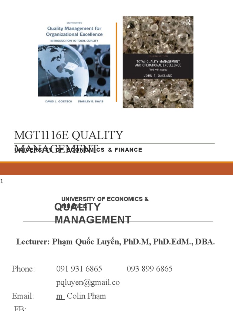 MGT1116E Lecture 1. Introduction To Quality Management | PDF | Quality ...