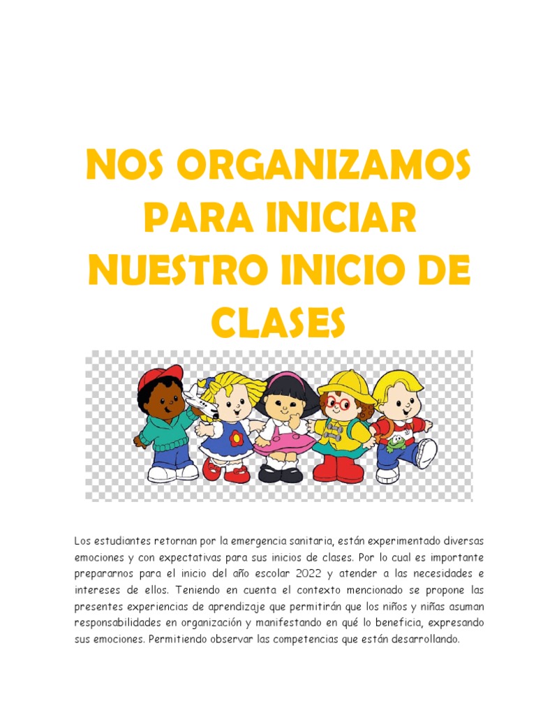 Inicio de Clases: Actividades y Emociones | PDF | Crecimiento personal ...
