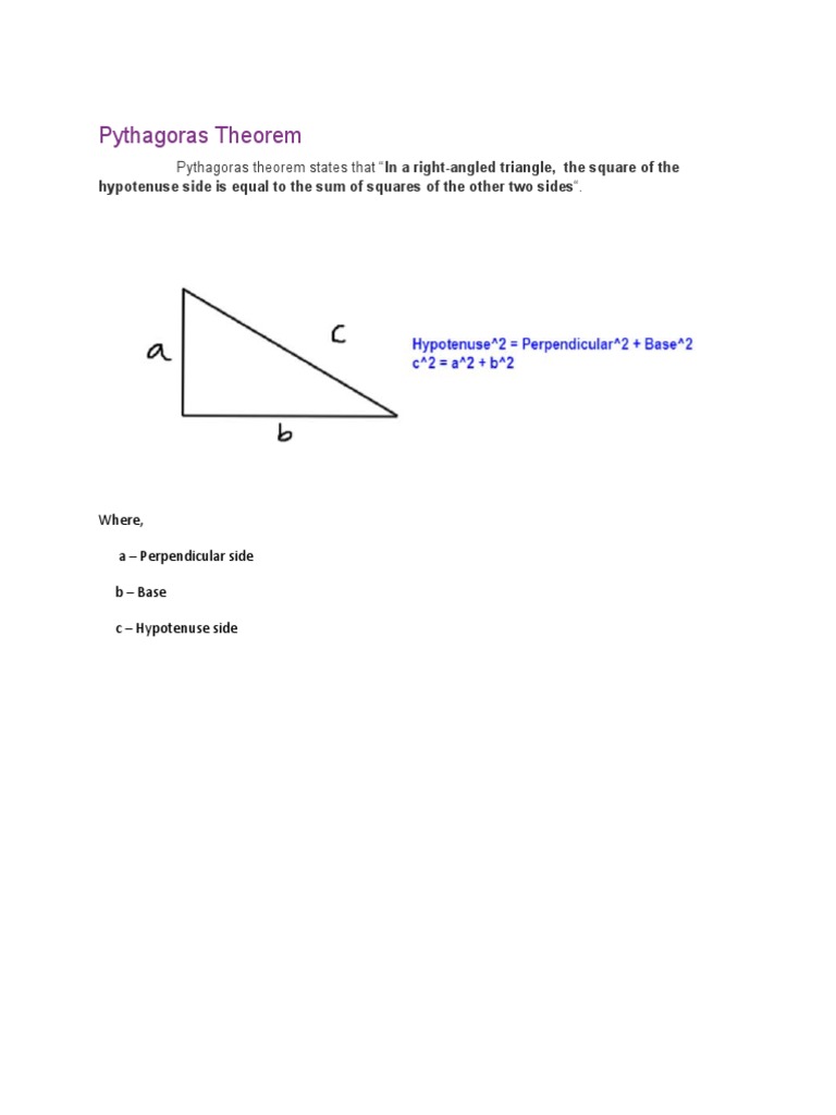 Pythagoras Theorem | PDF