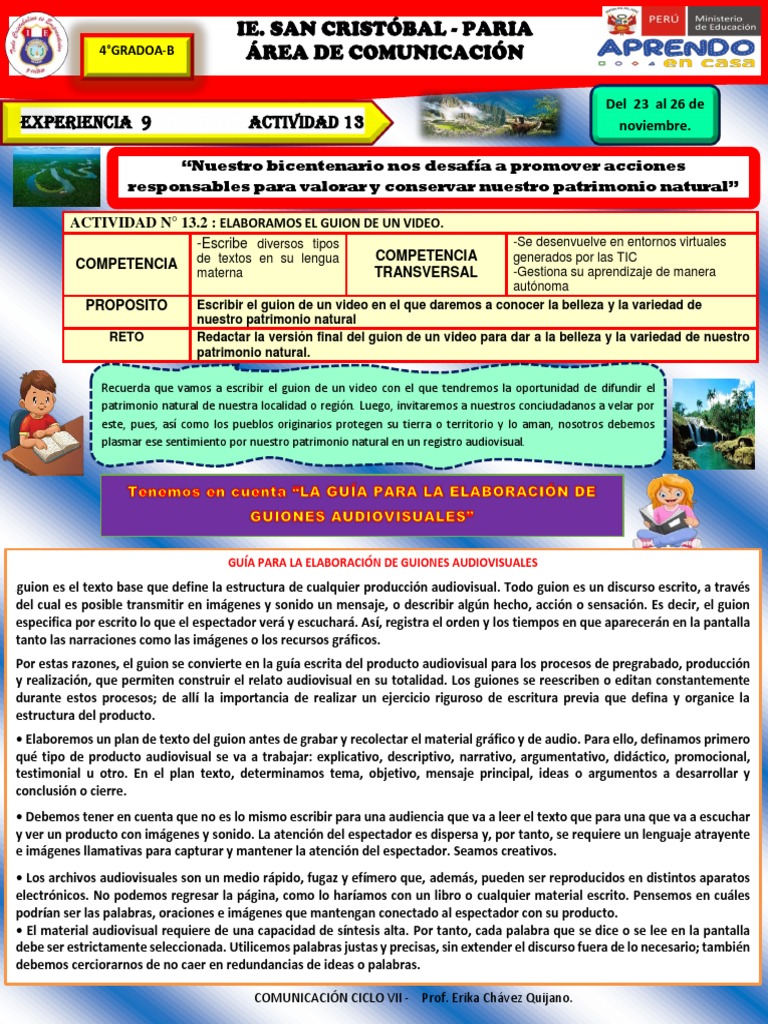 Guía de Actividades-N°13-2 Eda 9-Ciclo VII | PDF | Imagen | Comunicación