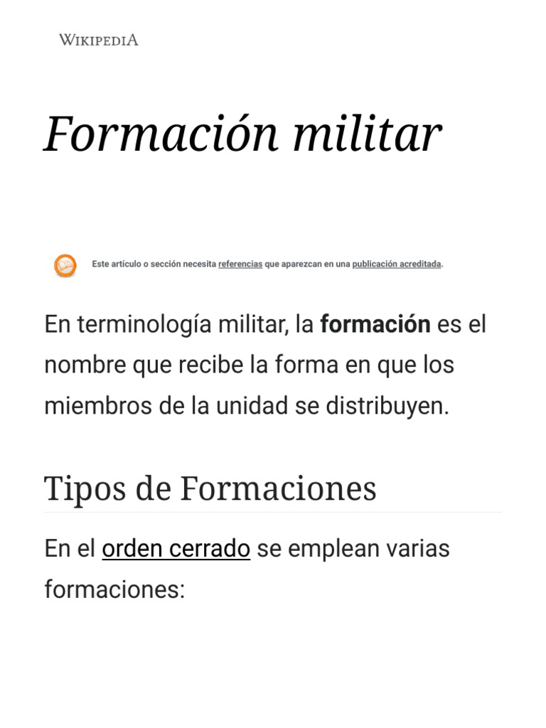 Formación Militar - Wikipedia, La Enciclopedia Libre | PDF | Militar
