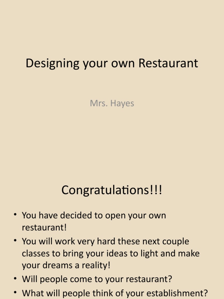 Designing Your Own Restaurant | PDF