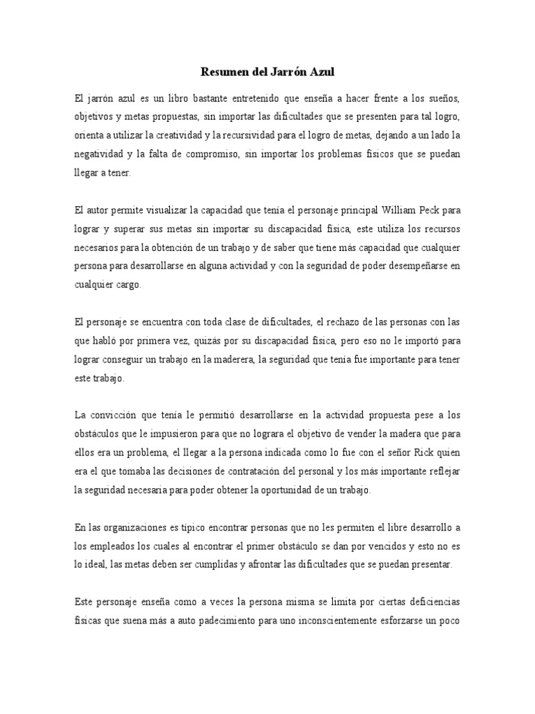 Resumen del Jarrón Azul | PDF