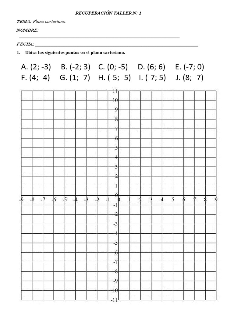 TALLER N. 1 Plano Cartesiano (Recuperación) | PDF