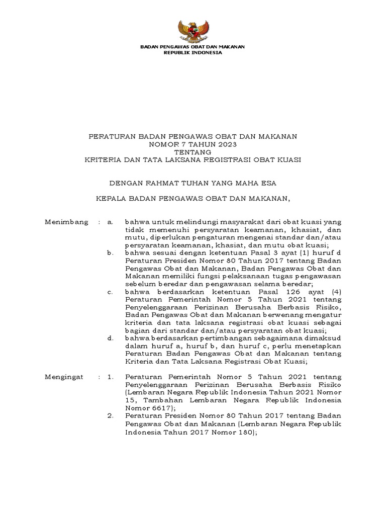 Registrasi Obat Kuasi: Kriteria & Tata Laksana | PDF | Pengembangan Diri