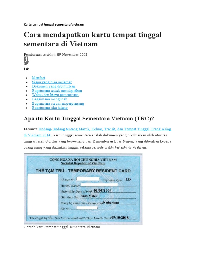 Vietnam Temporary Residence Card Guide | PDF | Law