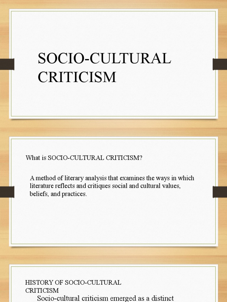 SOCIO CULTURAL CRITICISM PPT - Andrea - King | PDF