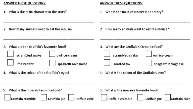Gruffalo Questions | PDF