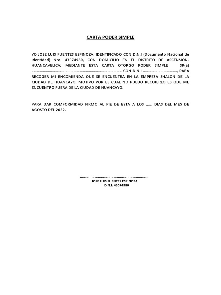 Carta Poder Simple | PDF