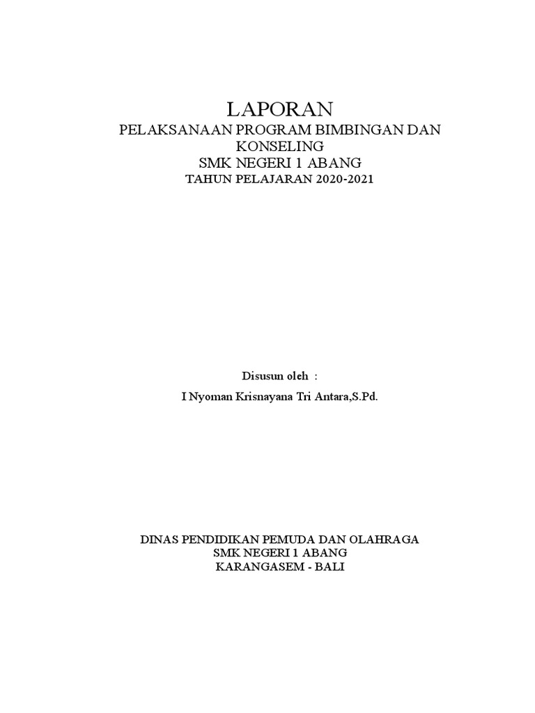 Laporan Program BK Contoh | PDF | Karier & Perkembangan