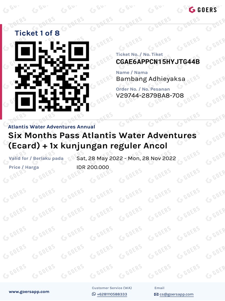 Atlantis Water Adventures Pass Details | PDF | Ticket (Admission) | Ephemera