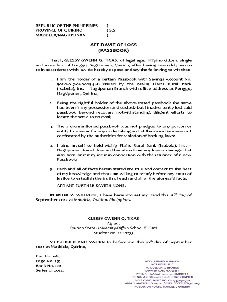 Affidavit of Loss | PDF