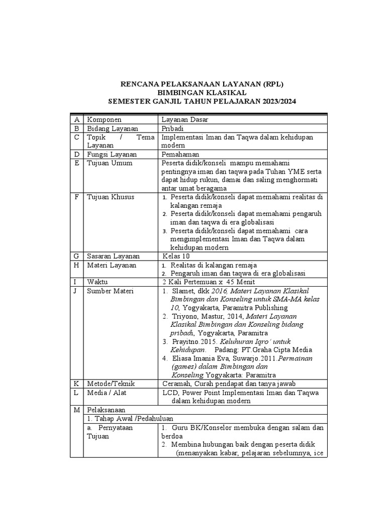 RPL IMPLEMENTASI IMAN DAN TAQWA DI KEHIDUPAN MODERN (Ganjil) | PDF