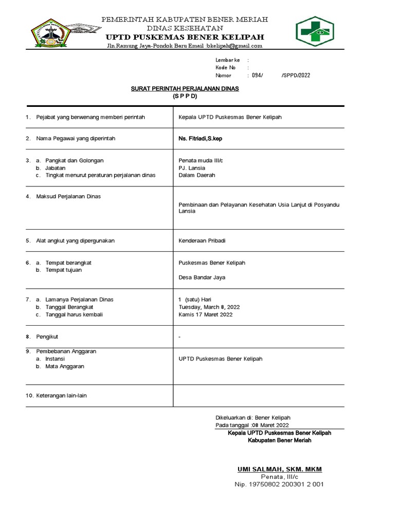 SPJ BULAN 8 2022 TB KK Marlina BLN 9 | PDF