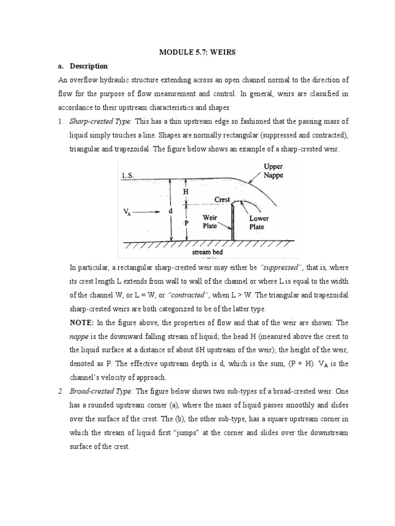 MODULE 5.7 Weirs | PDF | Civil Engineering | Chemical Engineering