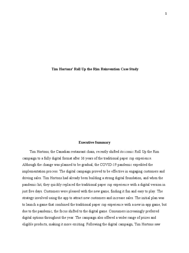 Tim Hortons' Digital Roll Up Reinvention | PDF | Innovation | Brand