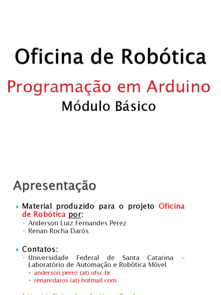Aula Slide Boa Programação Em Arduino Módulo Ajuste Pdf Arduino