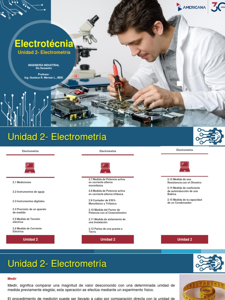 06 U2 Electrometría - II 3S Electrotecnia - Ago-Dic2022 | PDF | Metrología | Energia electrica