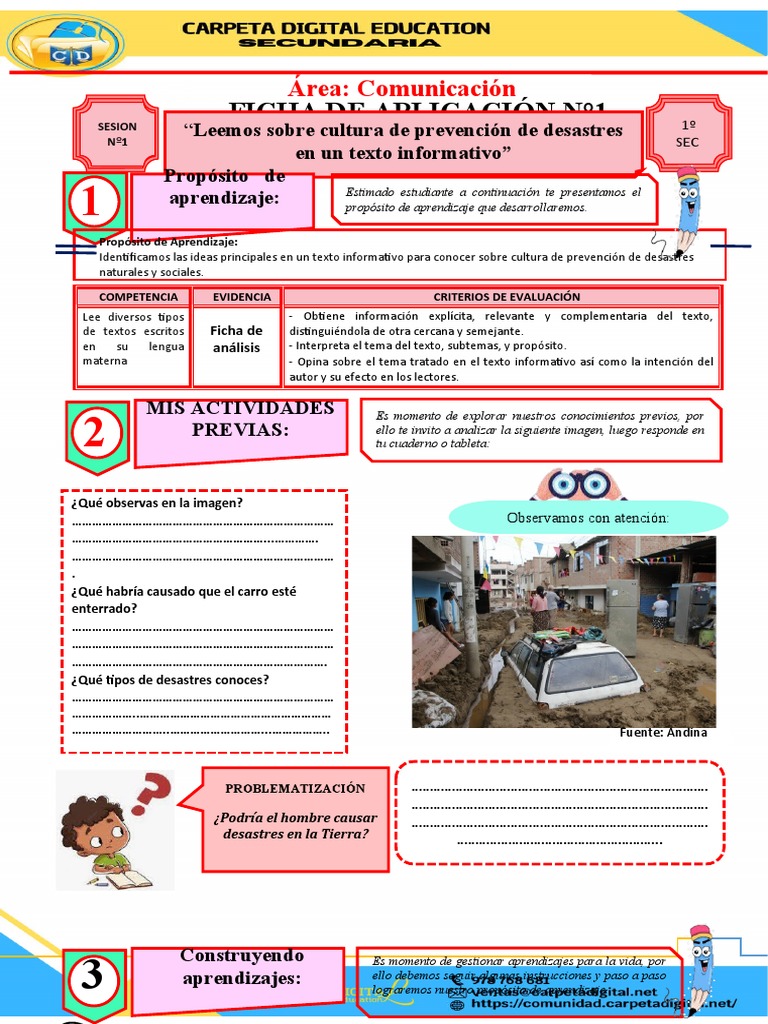 1° Ficha de Aplicación-Sesión1-Sem.1-Exp.3-Comu | PDF