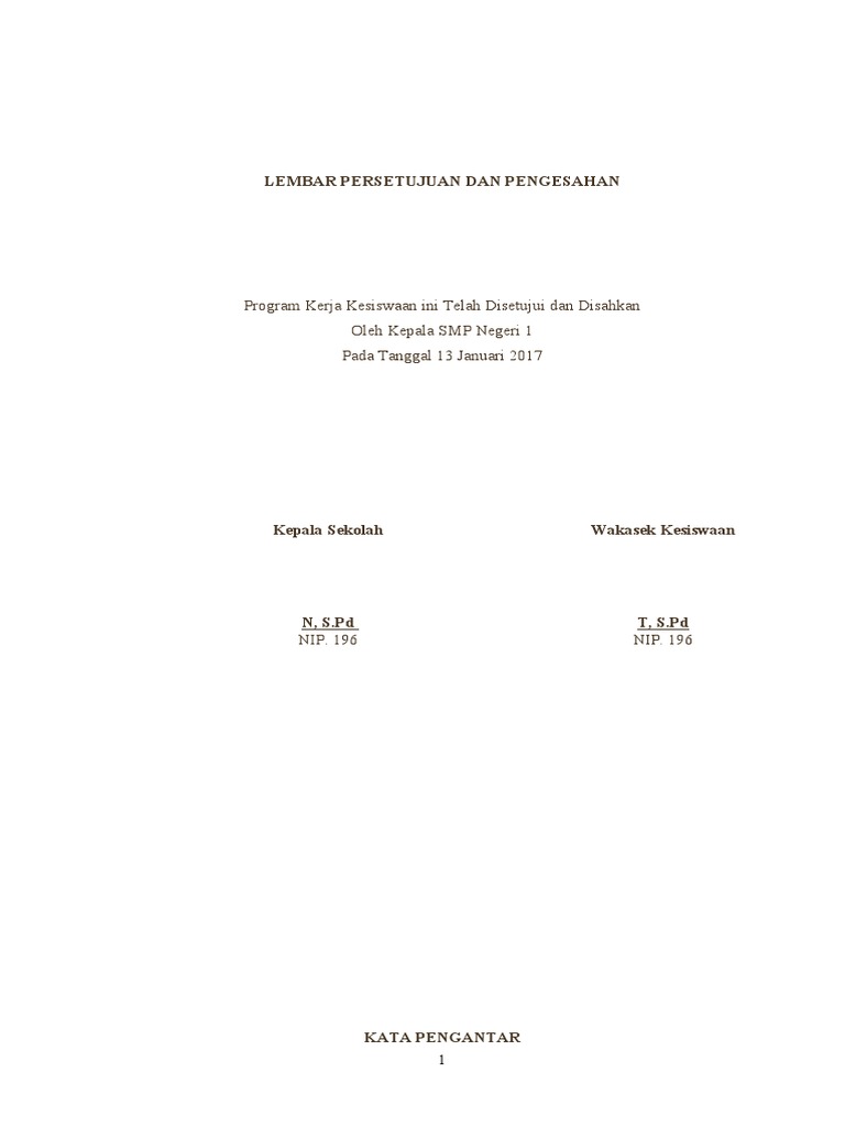 Program Kerja PKS Kesiswaan 2017 | PDF