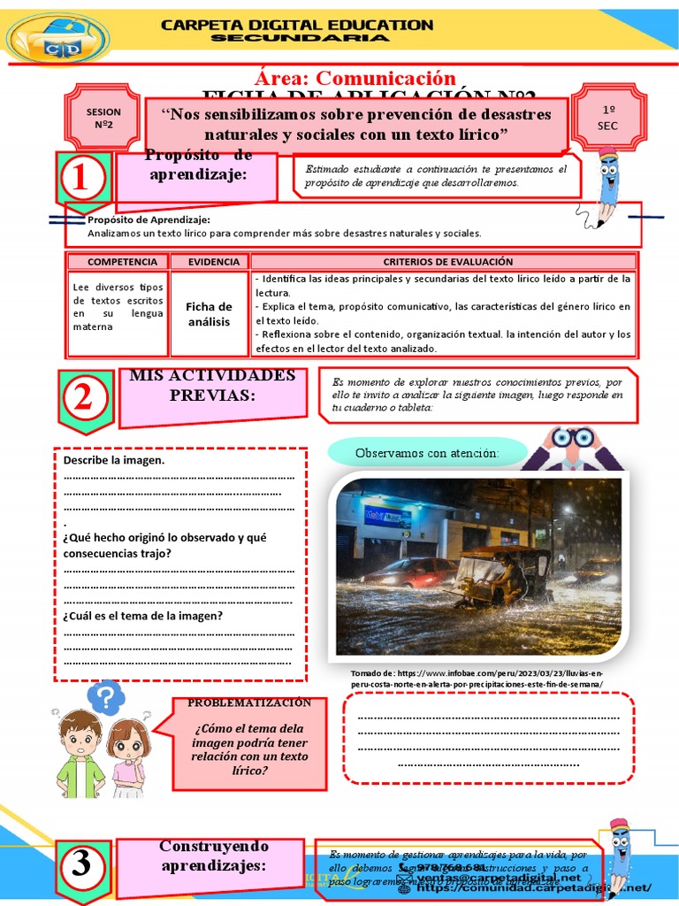 1° Ficha de Aplicación-Sesión2-Sem.1-Exp.3-Comu | PDF