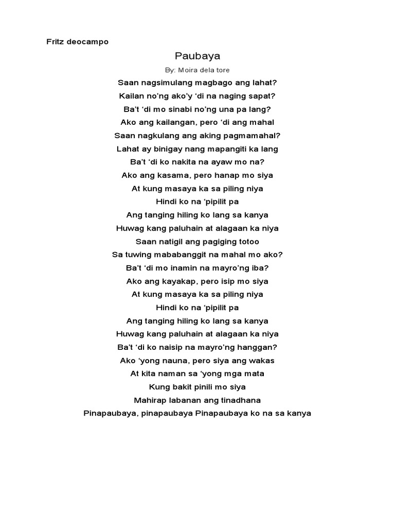 Paubaya Song Interpretation | PDF