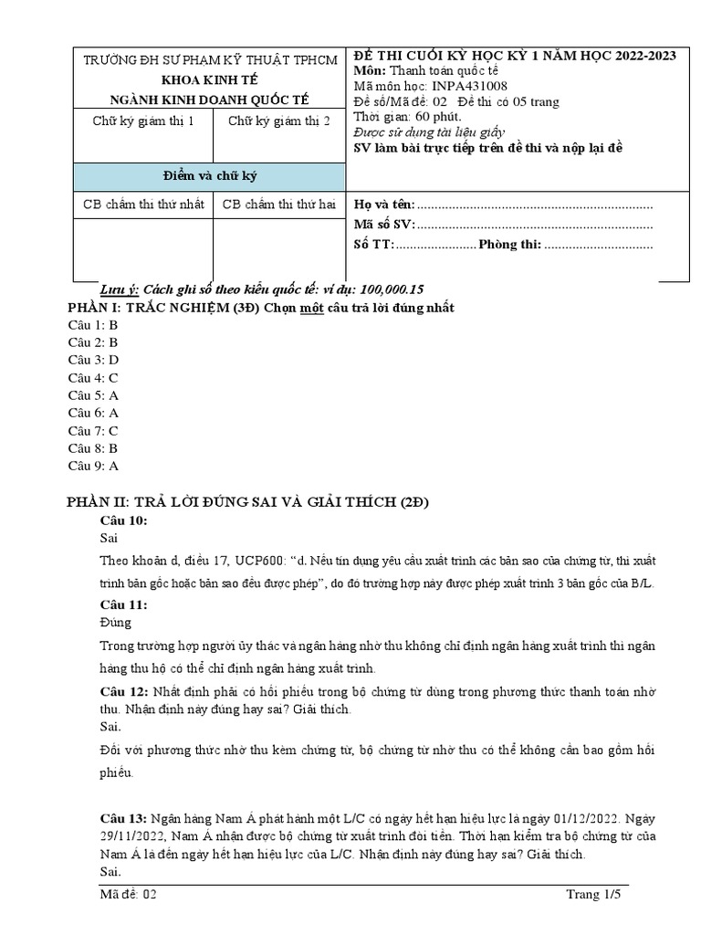 TTQT02 - ĐA - Truong Thi Hoa (KKT) | PDF