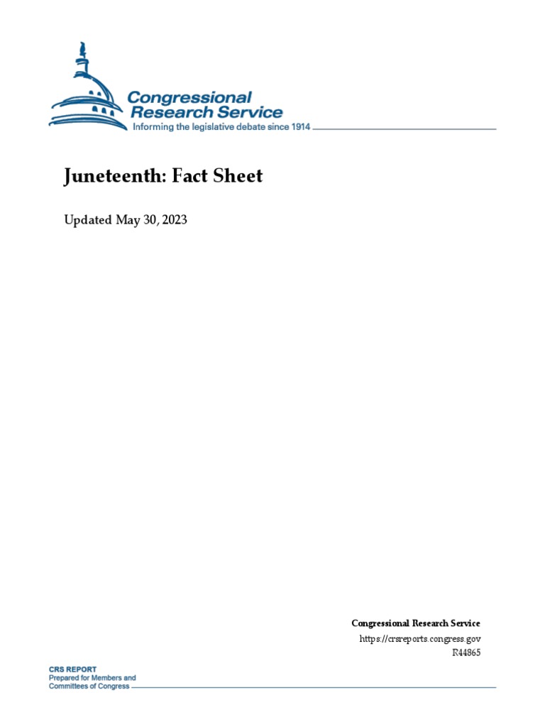 Congressional Research Service Fact Sheet About Juneteenth | PDF | The ...