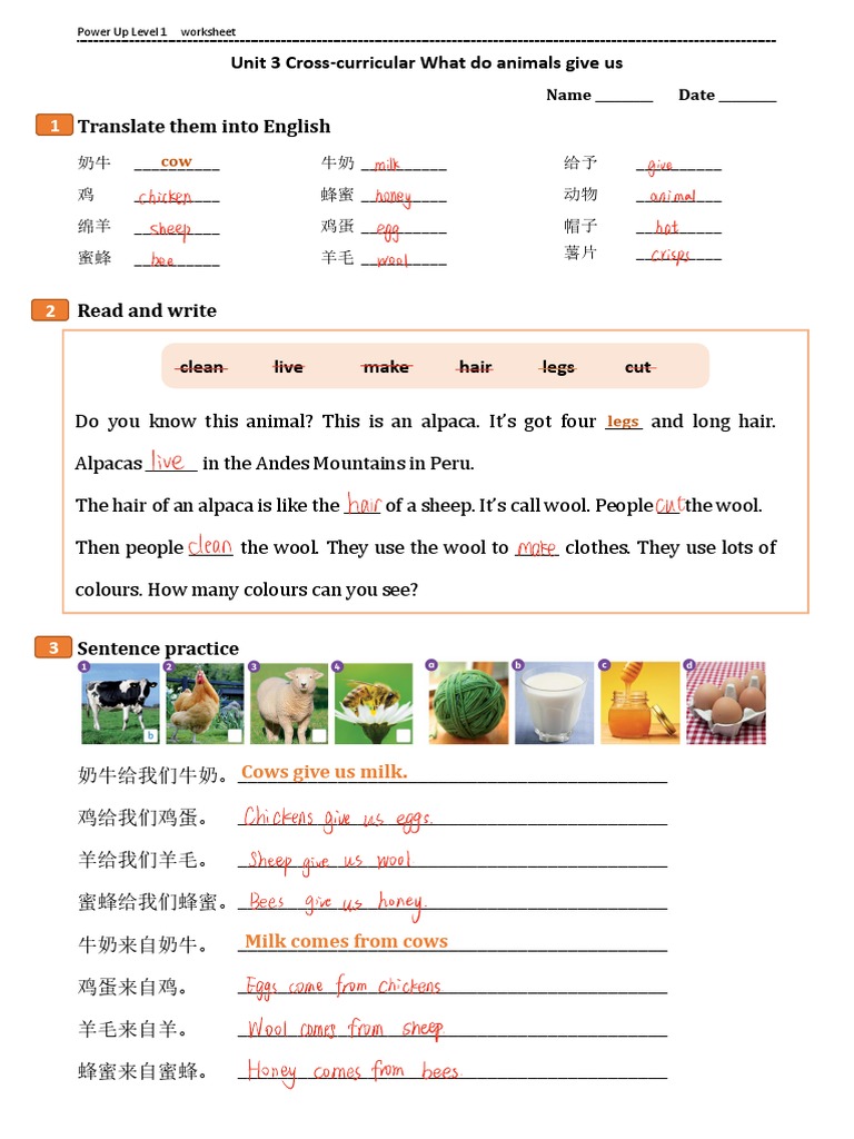 PU1-U3 跨学科答案 | PDF | Agriculture | Foods