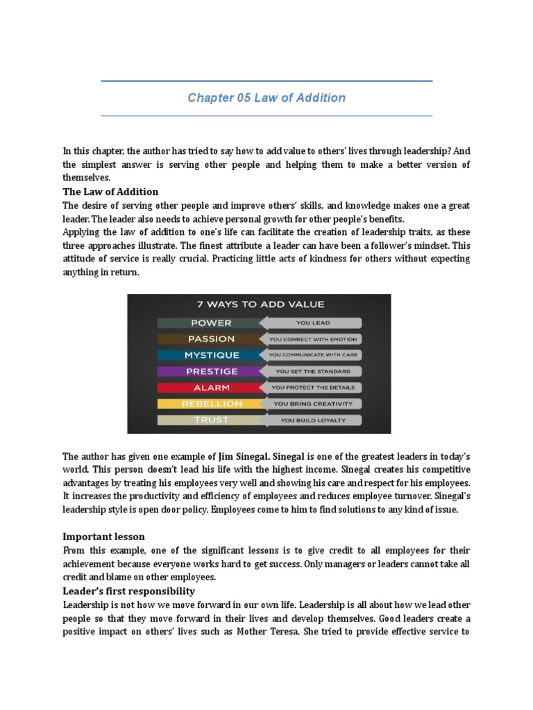 Chapter 05 Law of Addition | PDF | Leadership | Employment