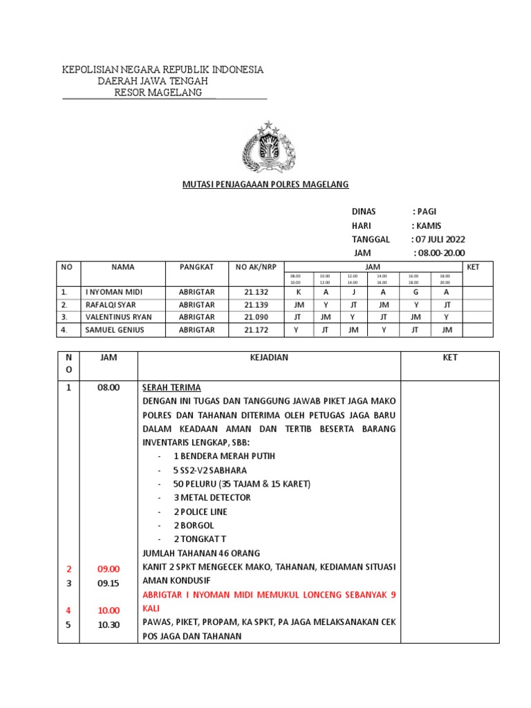 Mutasi Penjagaan | PDF