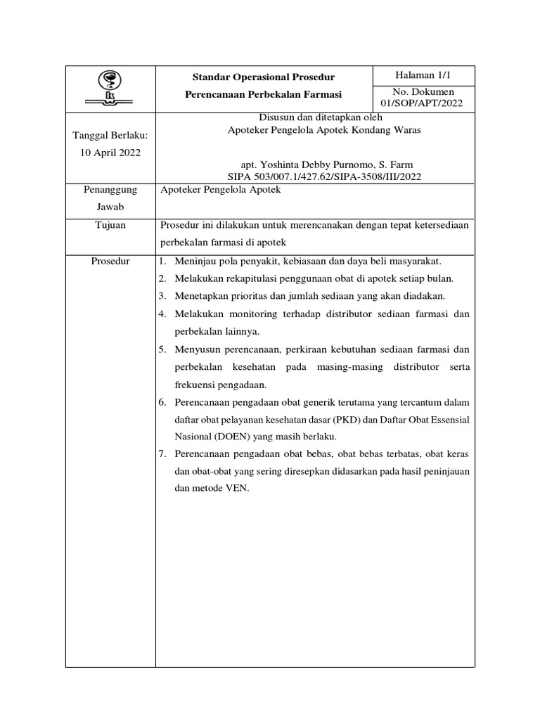 SOP Perencanaan | PDF