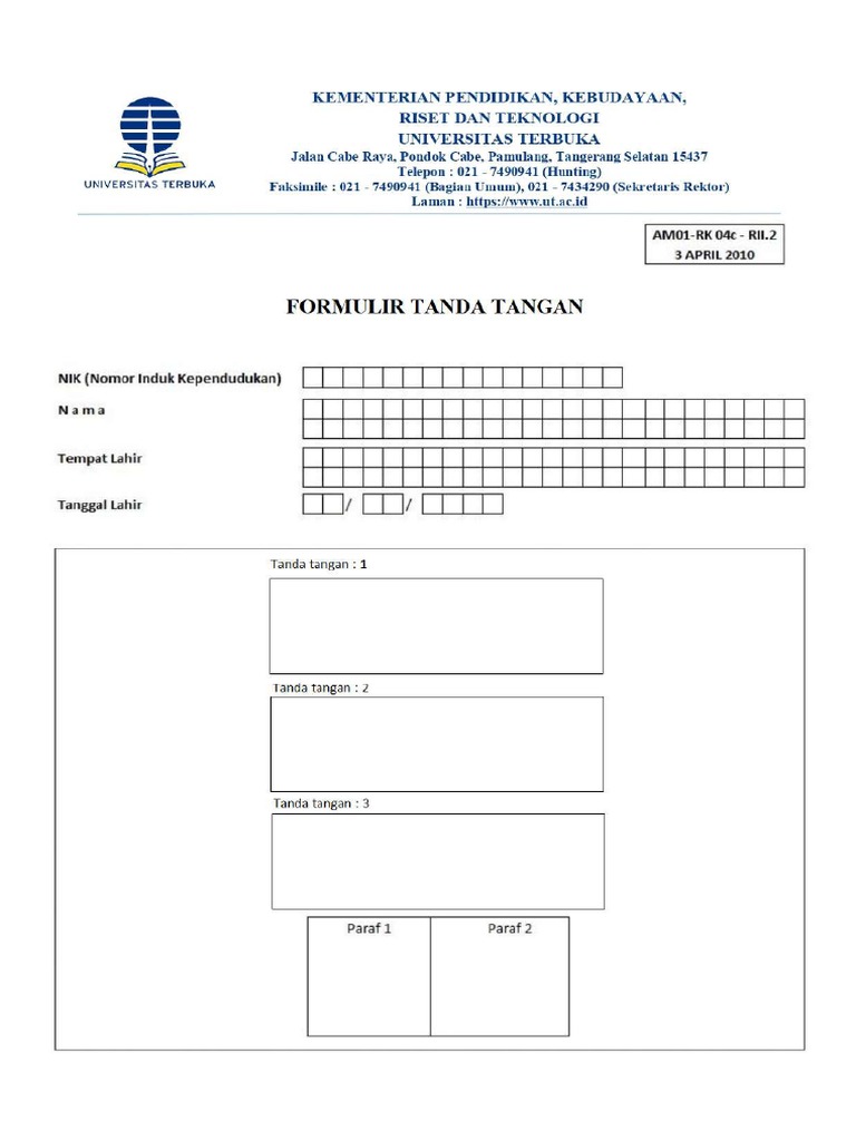 Form Tanda Tangan Ut | PDF