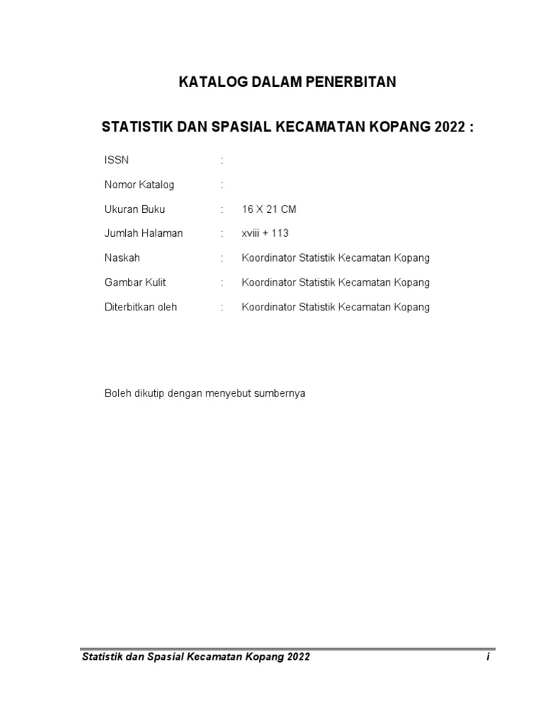 Statistik Kec Kopang 2022 | PDF