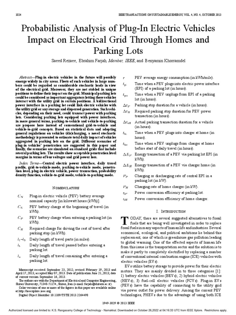 Probabilistic Analysis of Plug-In Electric Vehicles Impact On ...