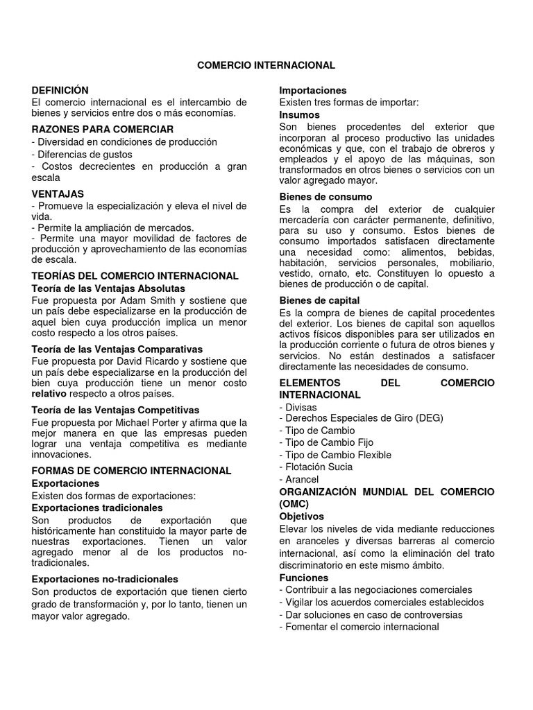Comercio Internacional: Definición y Teorías | PDF | Bienes | Capital ...