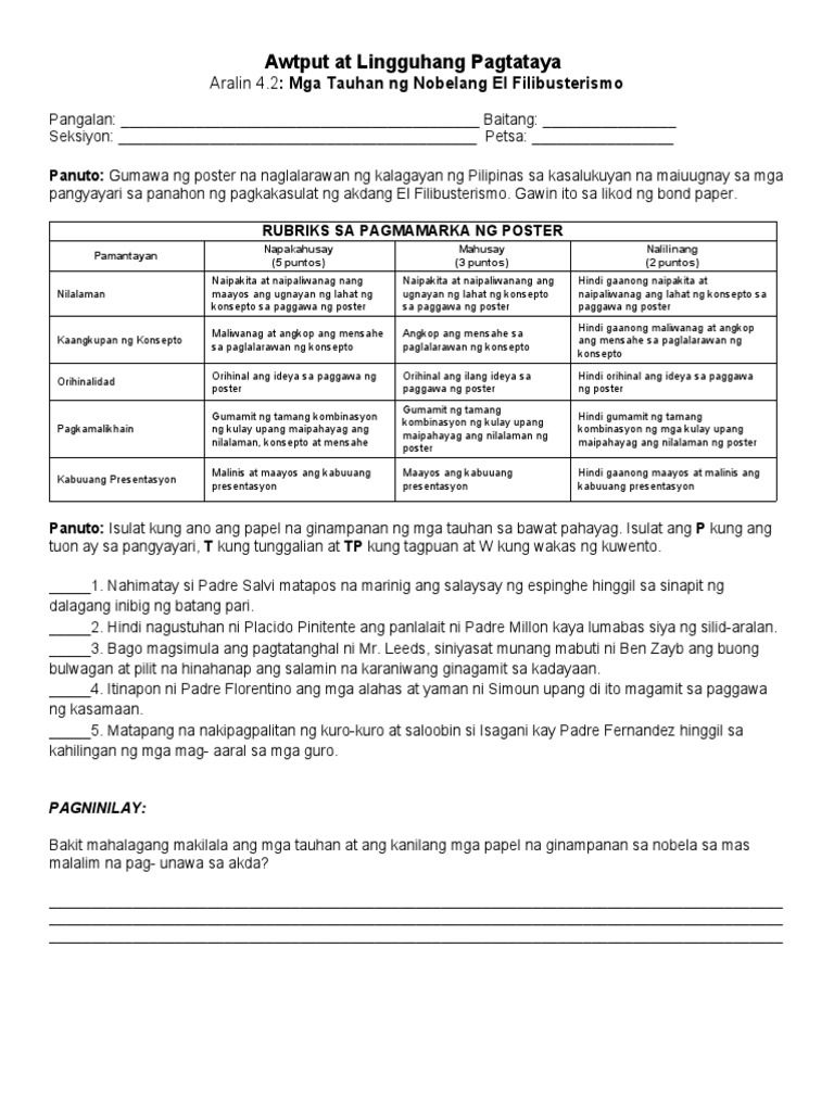 Worksheet Week 2 Q4 F2F | PDF