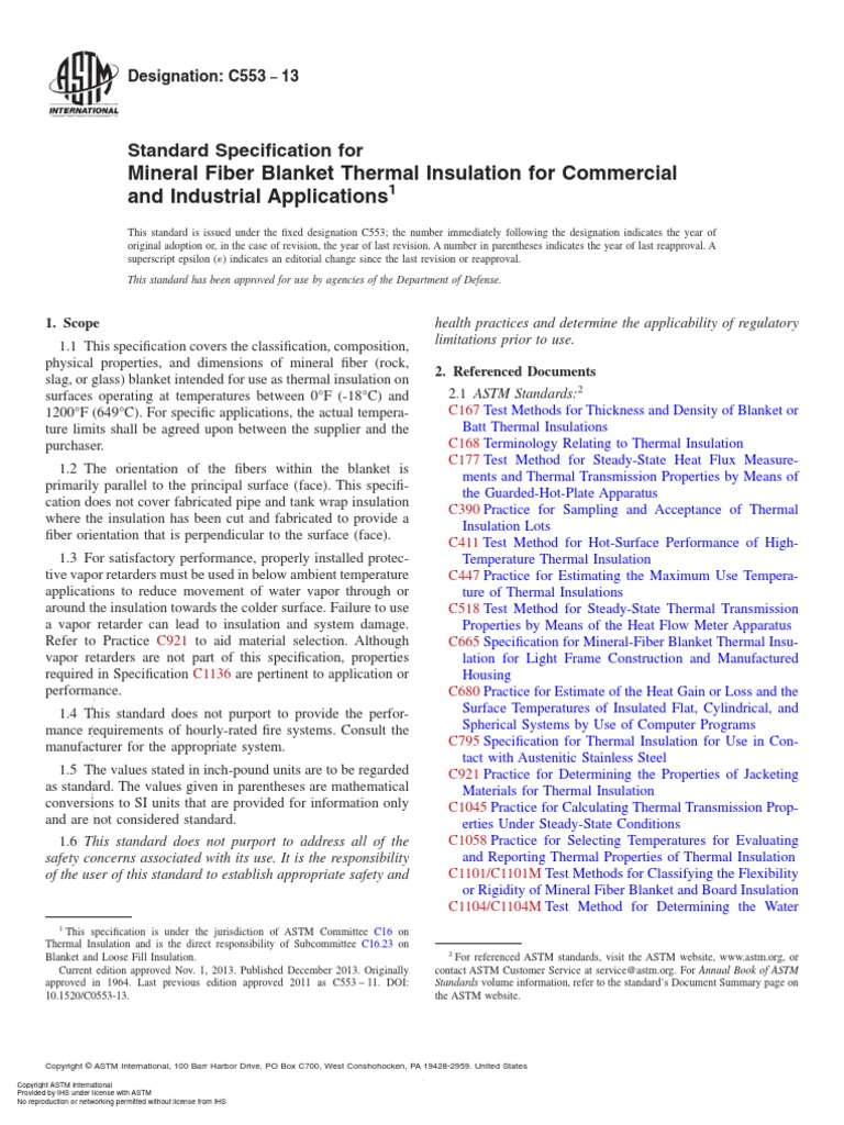 Astm C553 - 2013 | PDF