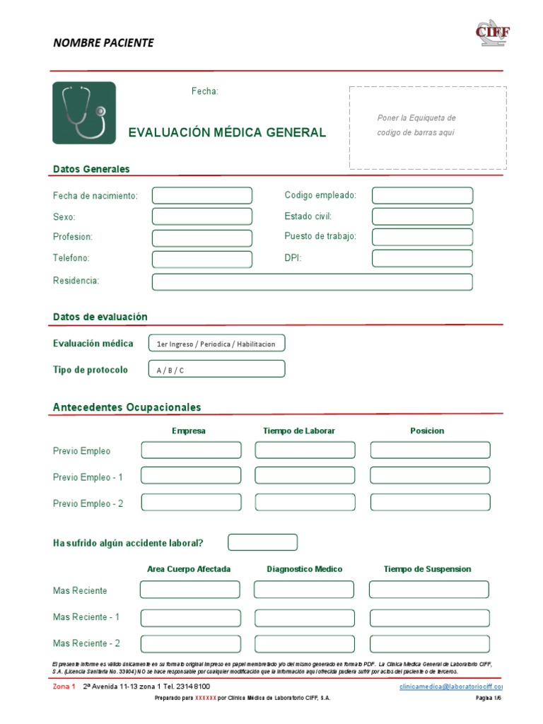 Formato de Evaluacion Medica | PDF