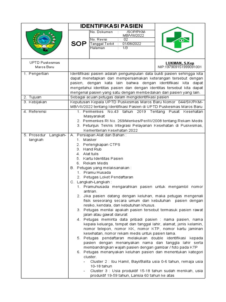3.1.1.1 SOP IDENTIFIKASI PASIEN ILP (4) | PDF