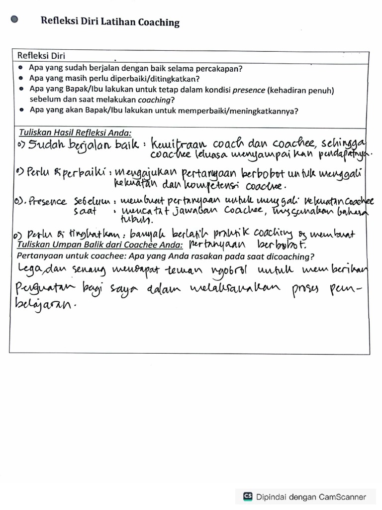 Refleksi Diri Latihan Coaching | PDF