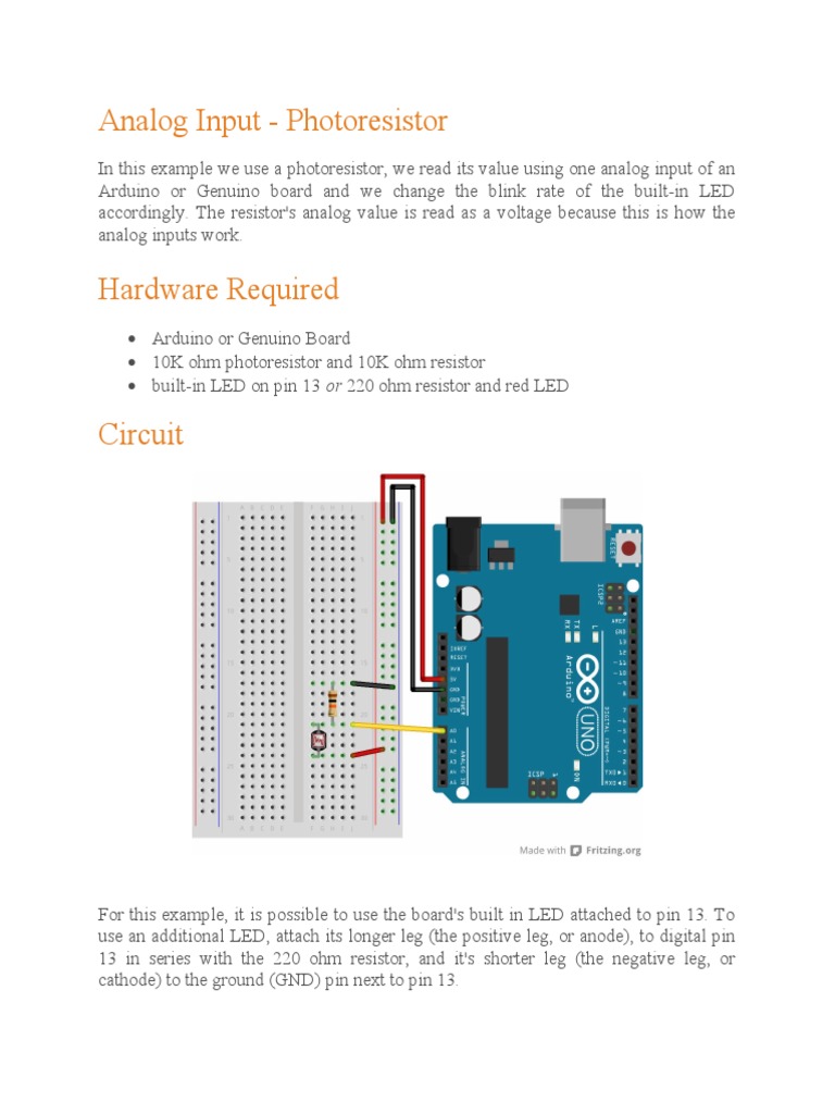 11b - Photoresistor - Analog Input | PDF