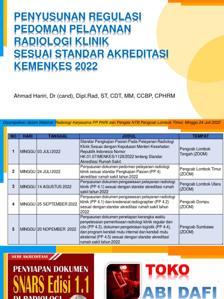 Penyusunan Regulasi Pedoman Pelayanan Radiologi Klinik Sesuai STARKES ...