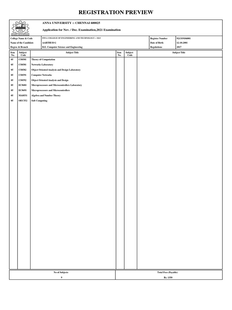 Preview Form 2019-2023 Cse | PDF | Computer Engineering | Computing