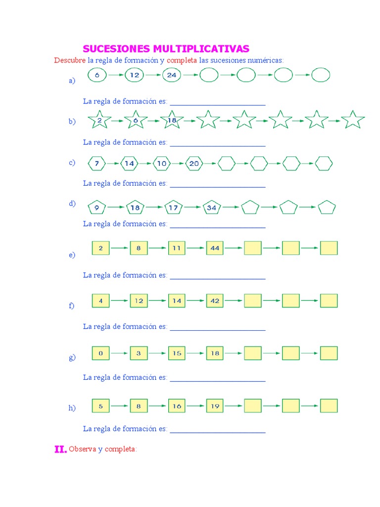 Ejercicios de Sucesiones Multiplicativas | PDF