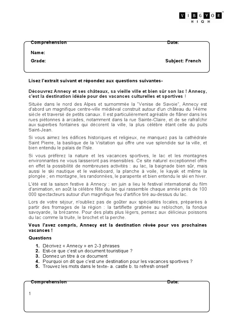 Comprehension For Grade 9 | PDF